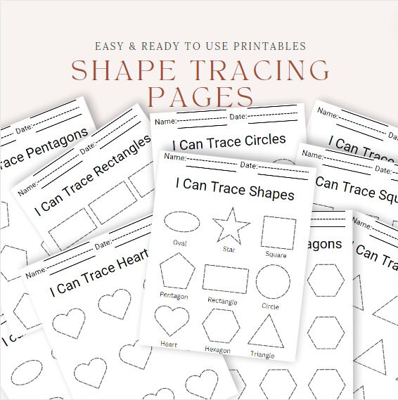 Shape Trace Pages, Preschool Tracing, Printable Worksheets, Homeschool ...