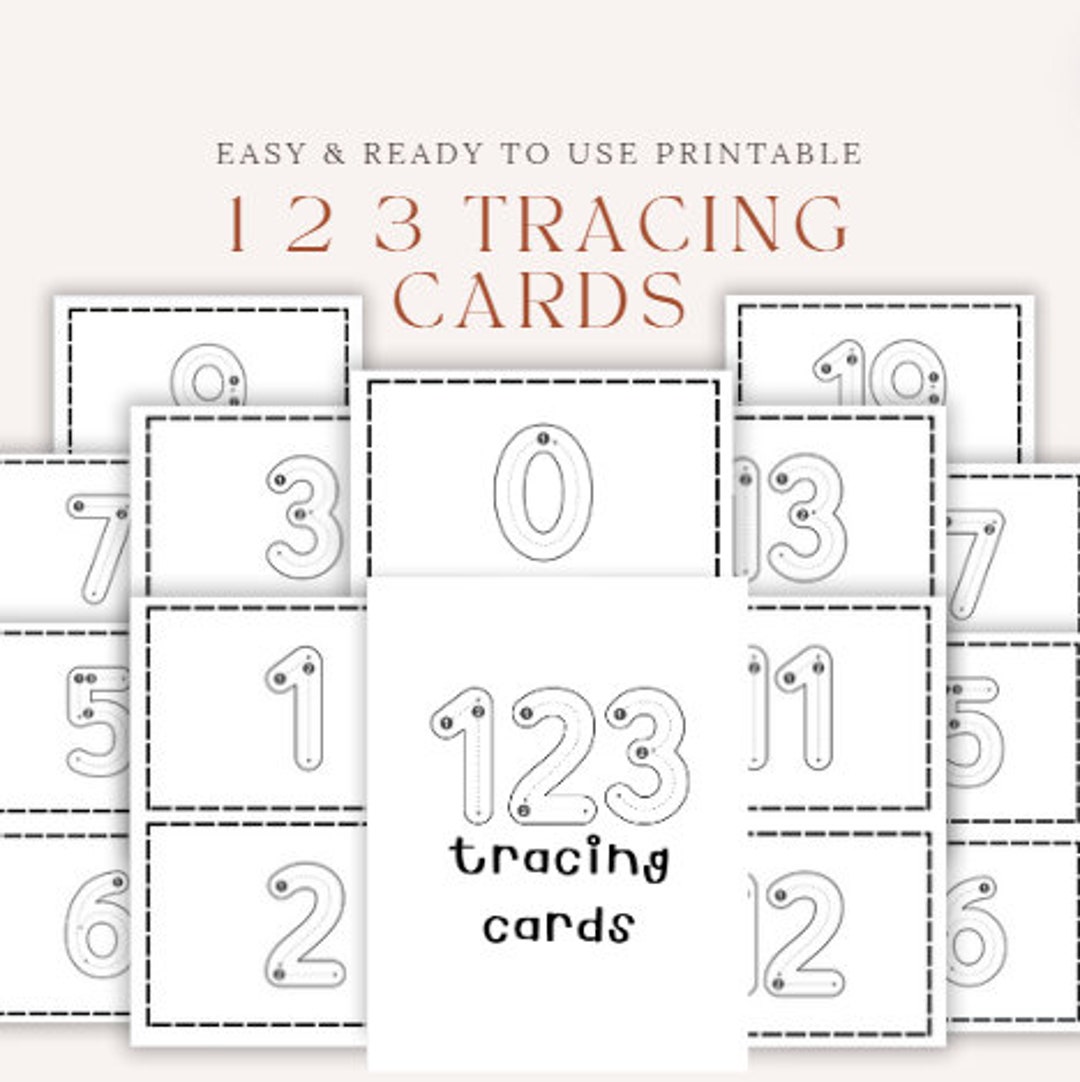 Number Tracing Flashcards, Printable, Learn Numbers, Preschool and ...
