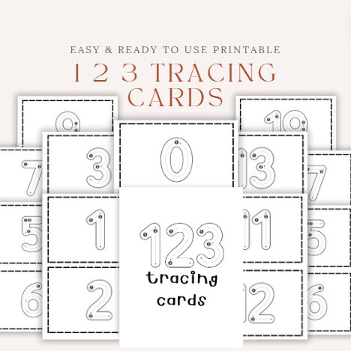 Number Tracing Flashcards, Printable, Learn Numbers, Preschool and ...