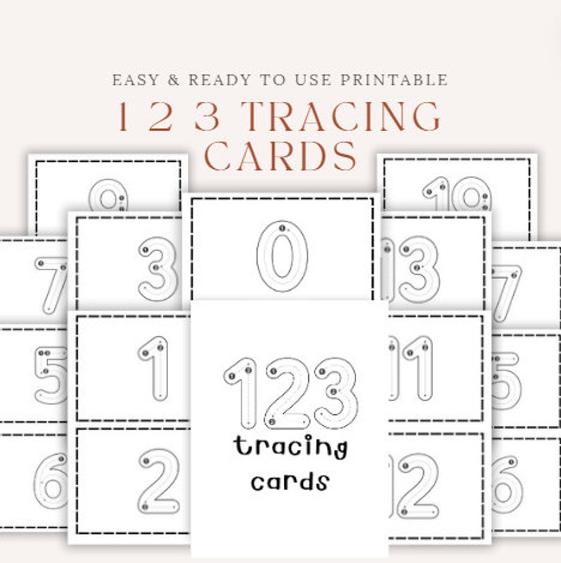 Number Tracing Flashcards, Printable, Learn Numbers, Preschool and ...