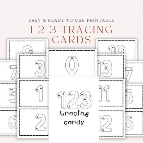 Number Tracing Flashcards, Printable, Learn Numbers, Preschool and ...