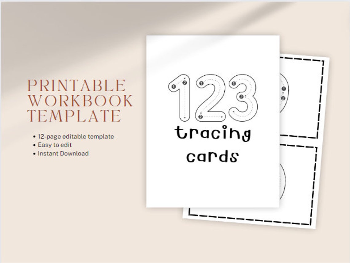 Number Tracing Flashcards, Printable, Learn Numbers, Preschool and ...