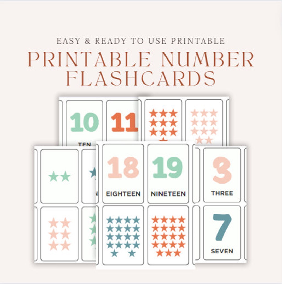 Counting Flashcards, Printable, Counting, Learn Numbers, Homeschool ...