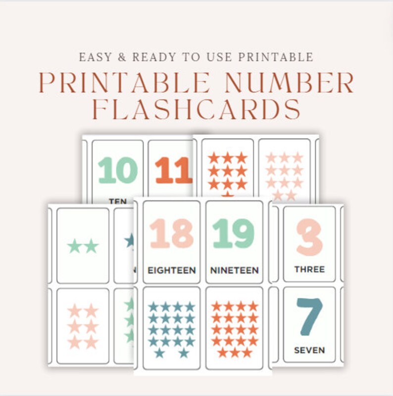 Counting Flashcards, Printable, Counting, Learn Numbers, Homeschool ...