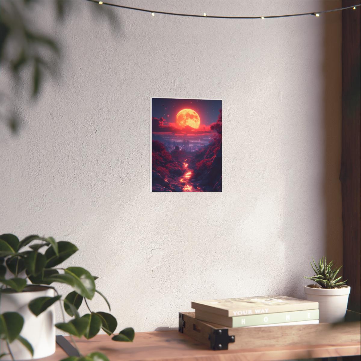Neon Moon Over Cyber City – Futuristic Surreal Digital Art Print ...