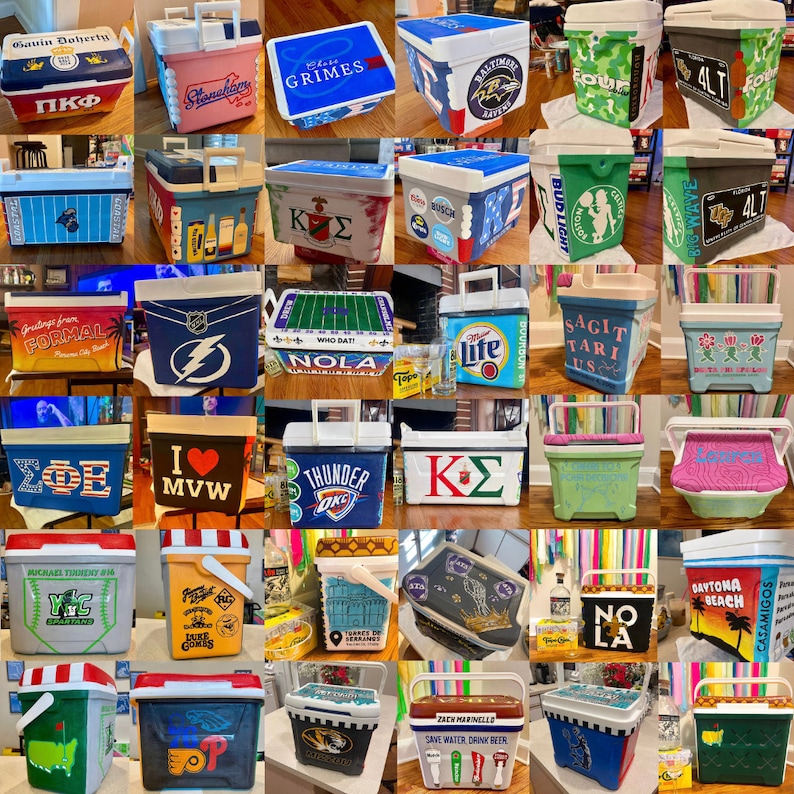 Custom Painted Cooler (formal, Sorority, Fraternity, Gift, Etc.) - Etsy