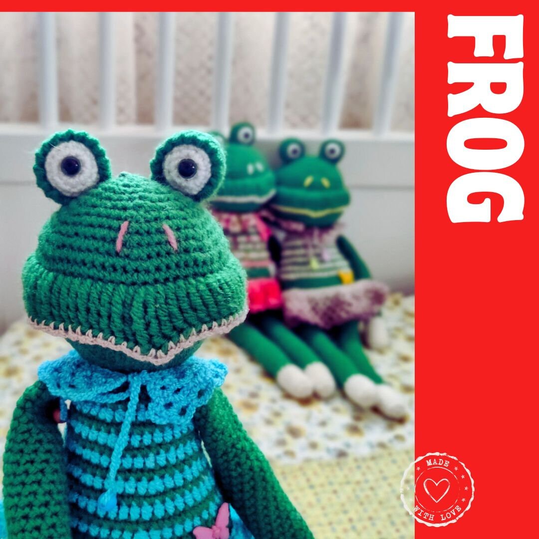 Long Crochet FROG Toy, Soft Acrylic, Handmade Toys, Soft Toy, Toddler ...