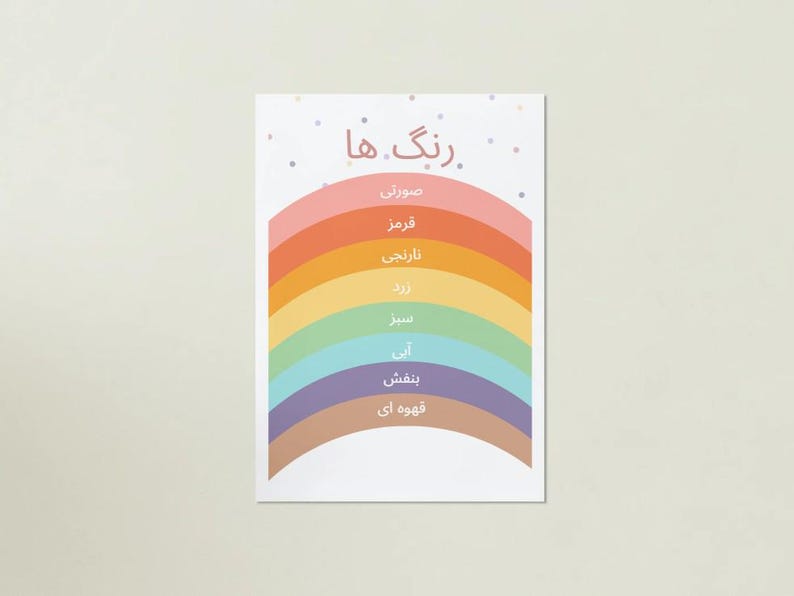 Persian Educational Poster for Colours | Persian Colours Chart ...