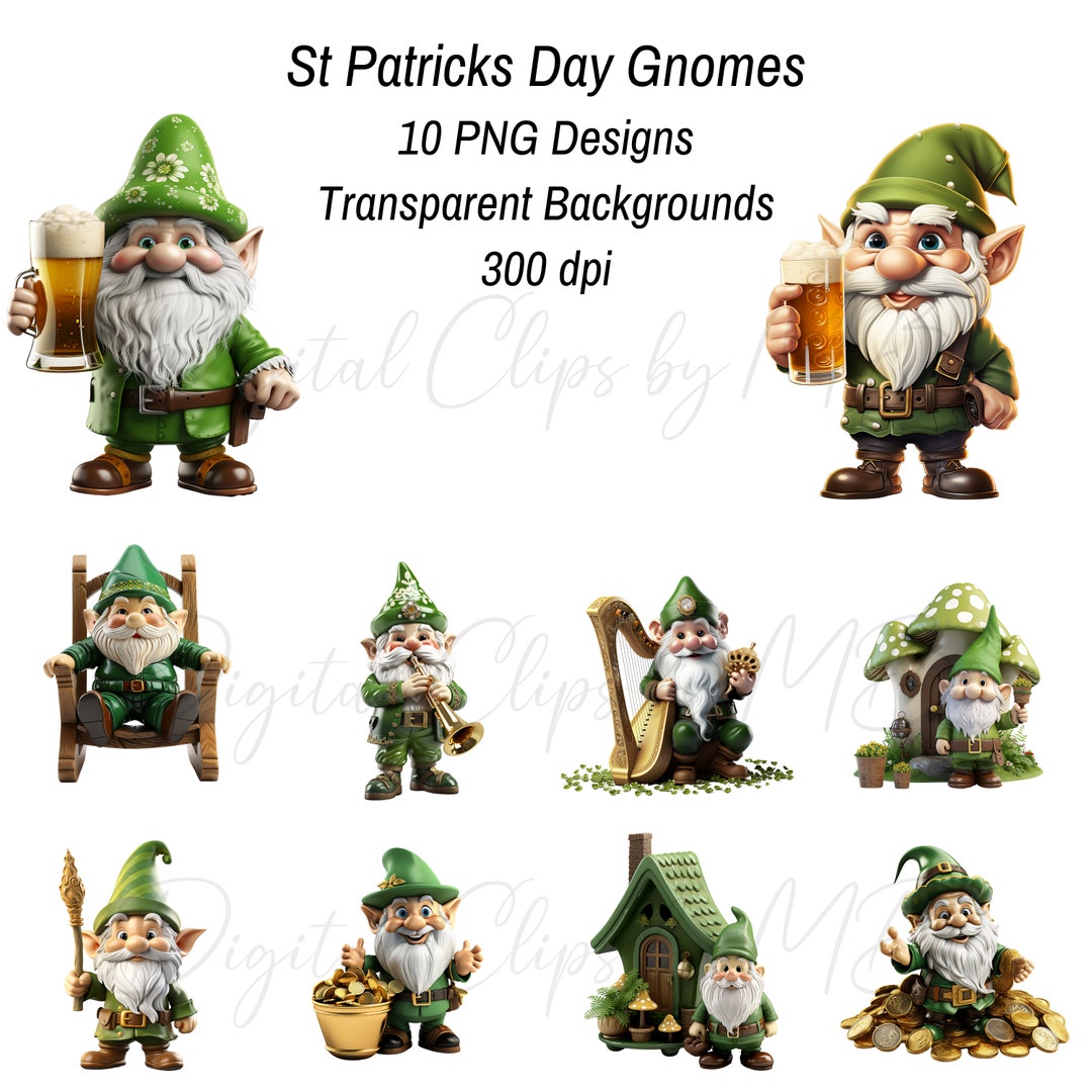 St Patricks Day Gnomes Clipart, Gnomes PNG for St Patricks Day ...