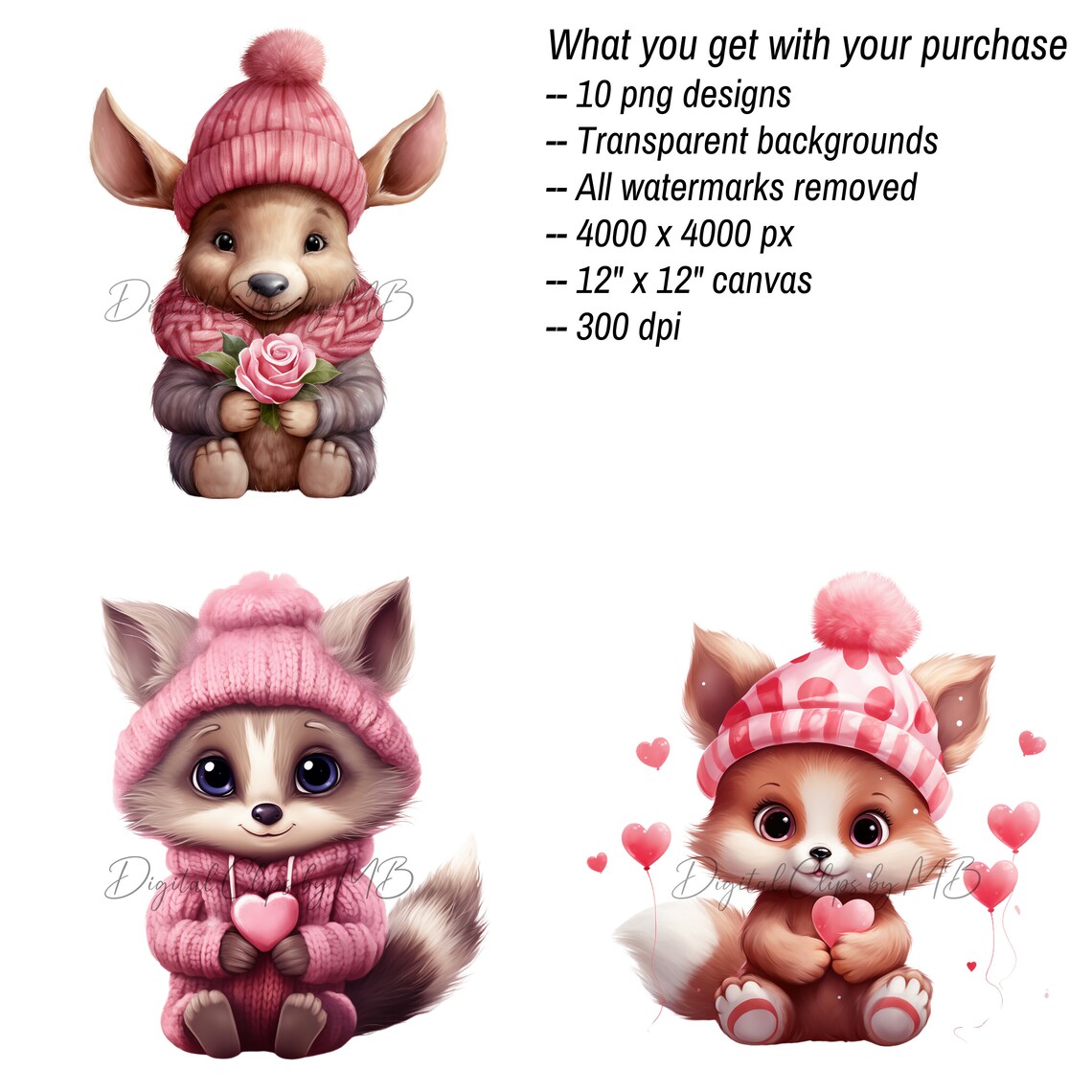 Valentine PNG, Valentine Clipart, Cute Animal Clipart for Making ...