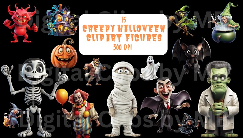 Halloween Clipart, Designer PNG Bundle, Monster Clipart, Vampire ...