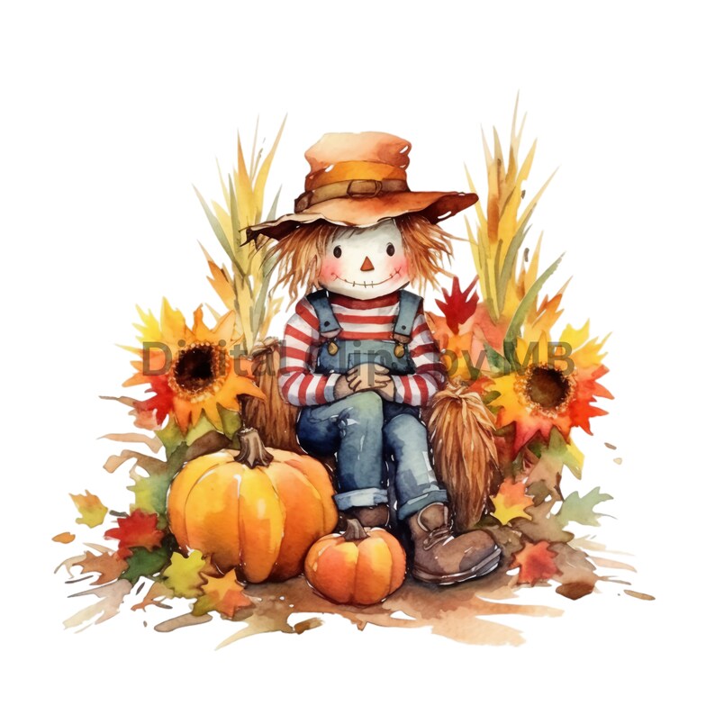 Cute Scarecrows Clipart, Designer PNG Bundle, Scarecrow Clipart Bundle ...