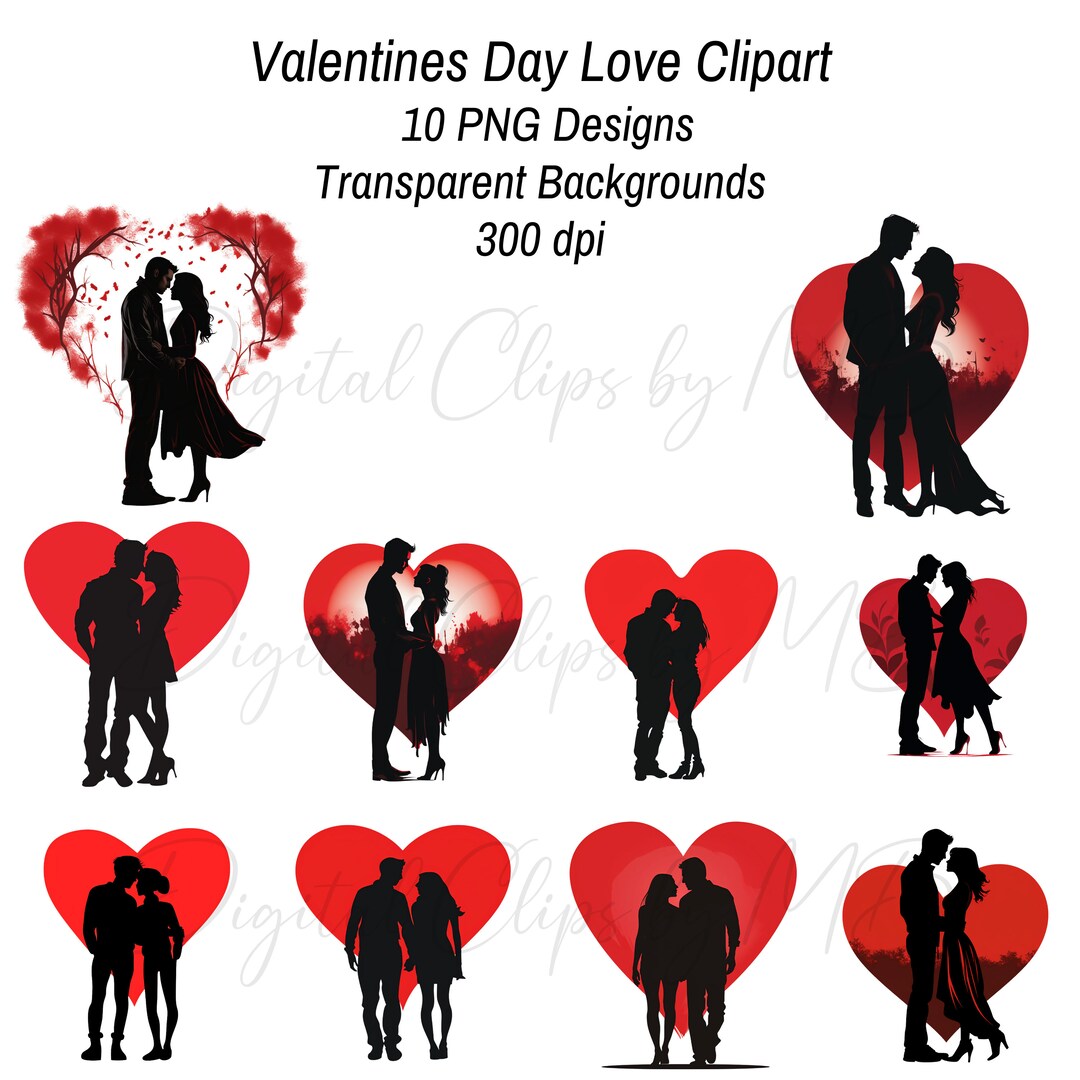 Valentine PNG Clipart, Valentine Silhouette Clipart, Lovers Silhouette ...