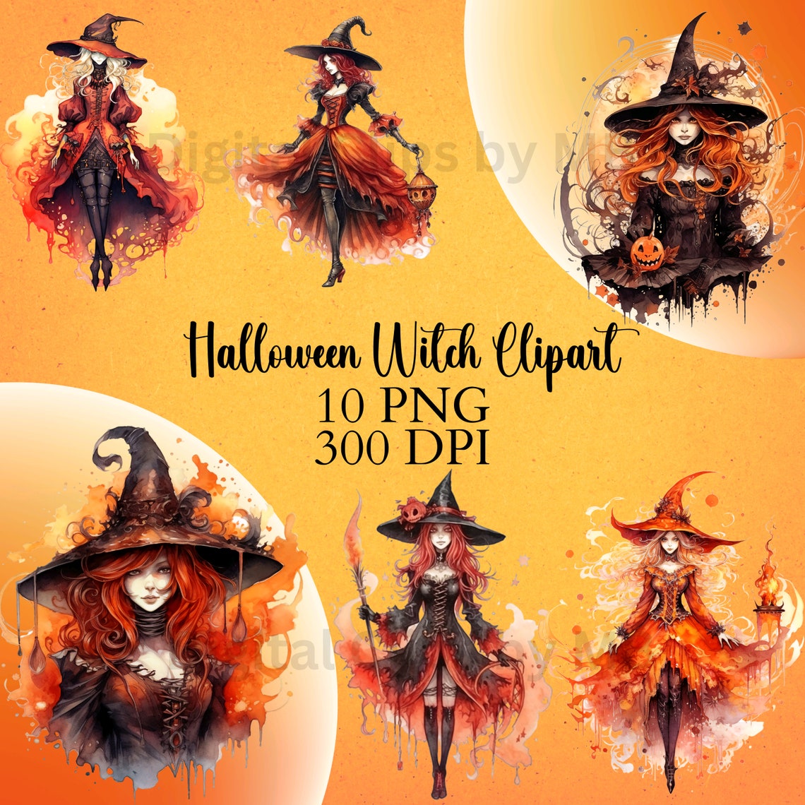 Halloween Clipart, Designer PNG Bundle, Witch Clipart for Halloween ...