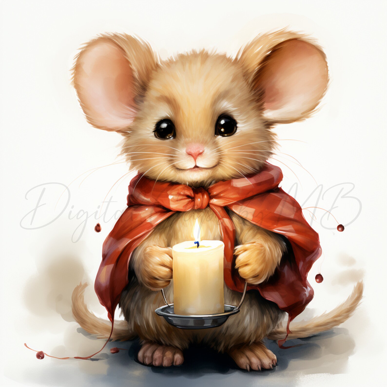 Christmas Mouse Clipart, Christmas Mouse, Watercolor Holiday Clipart ...