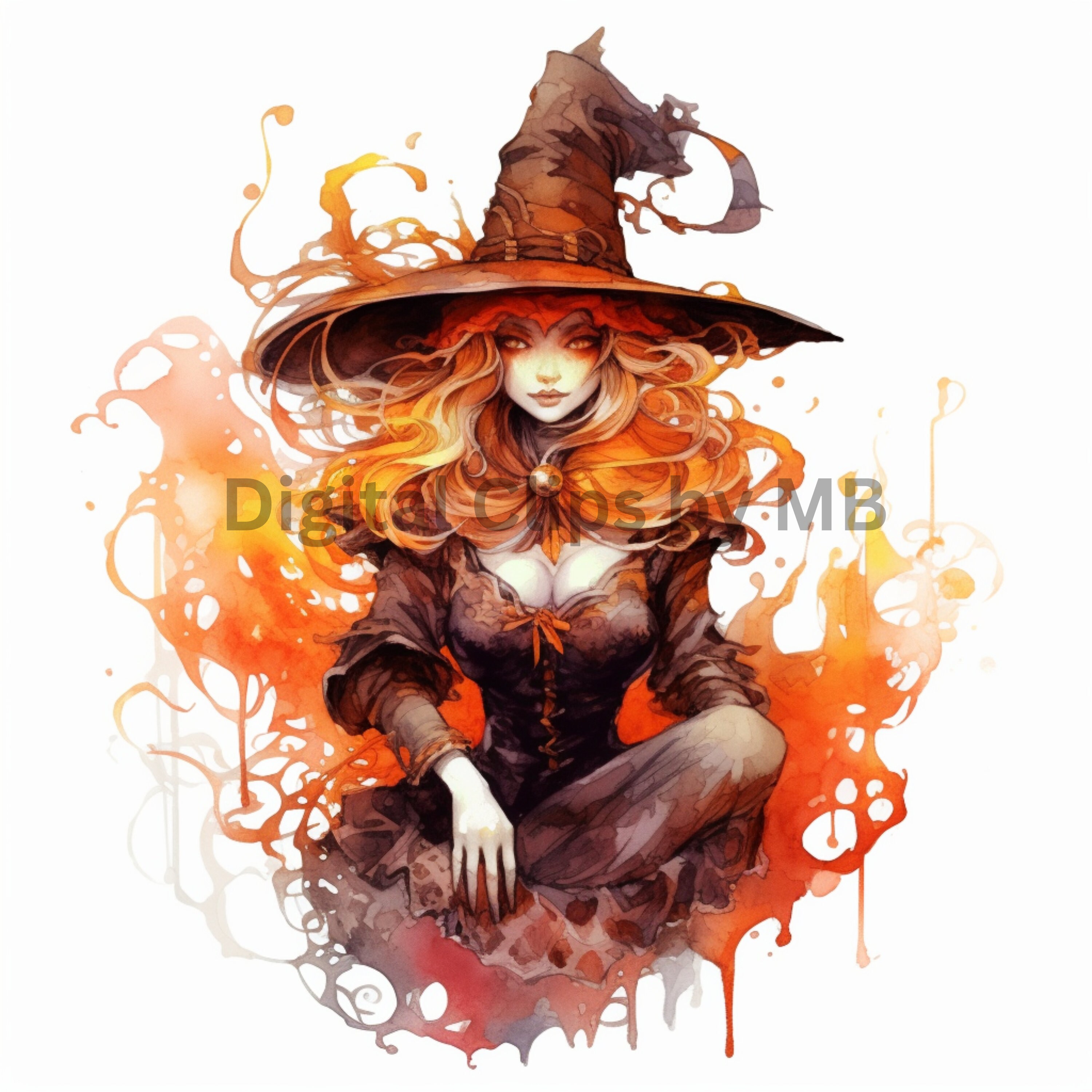 Halloween Clipart, Designer PNG Bundle, Witch Clipart for Halloween ...