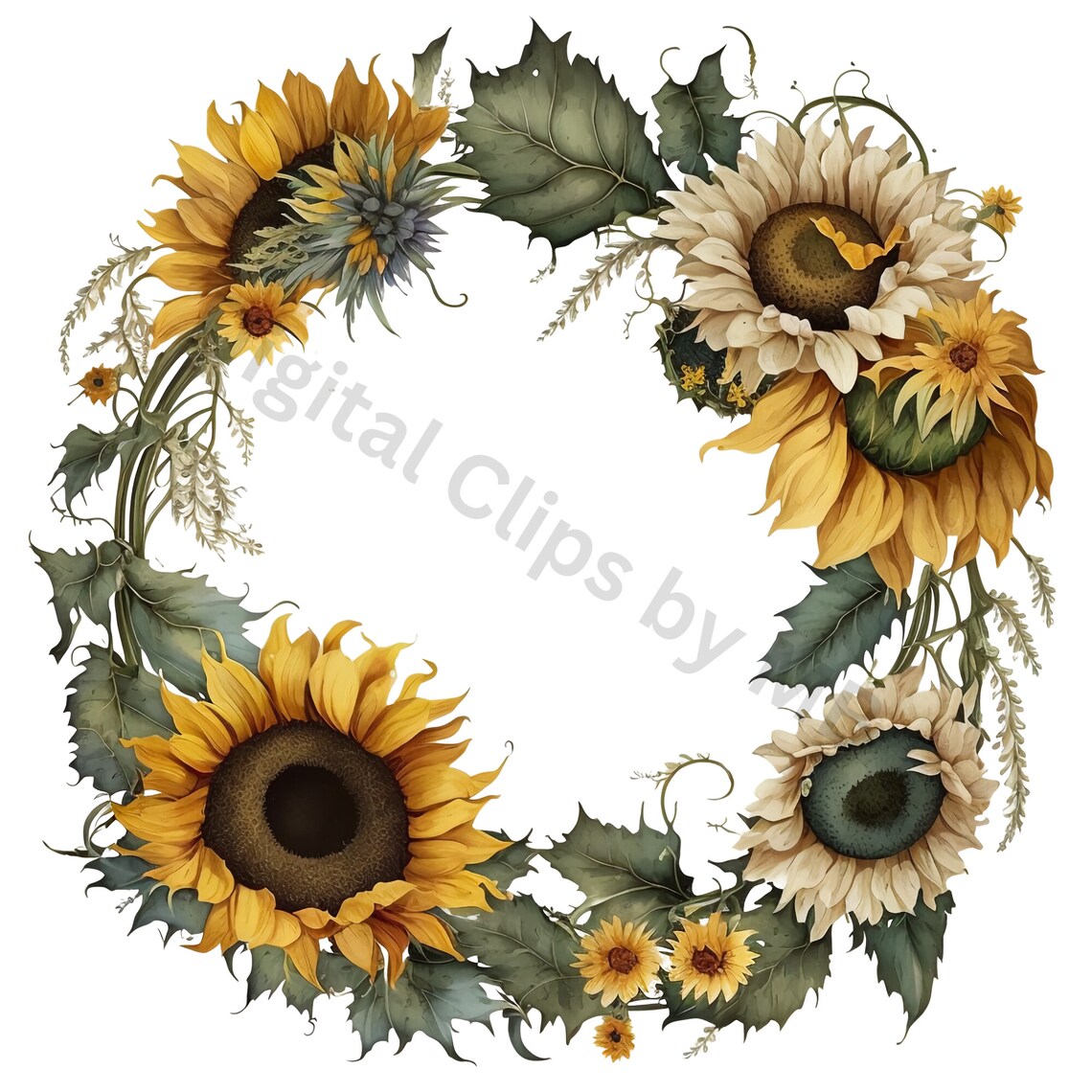 Sunflower Clipart Bundle Designer PNG Bundle Watercolor - Etsy
