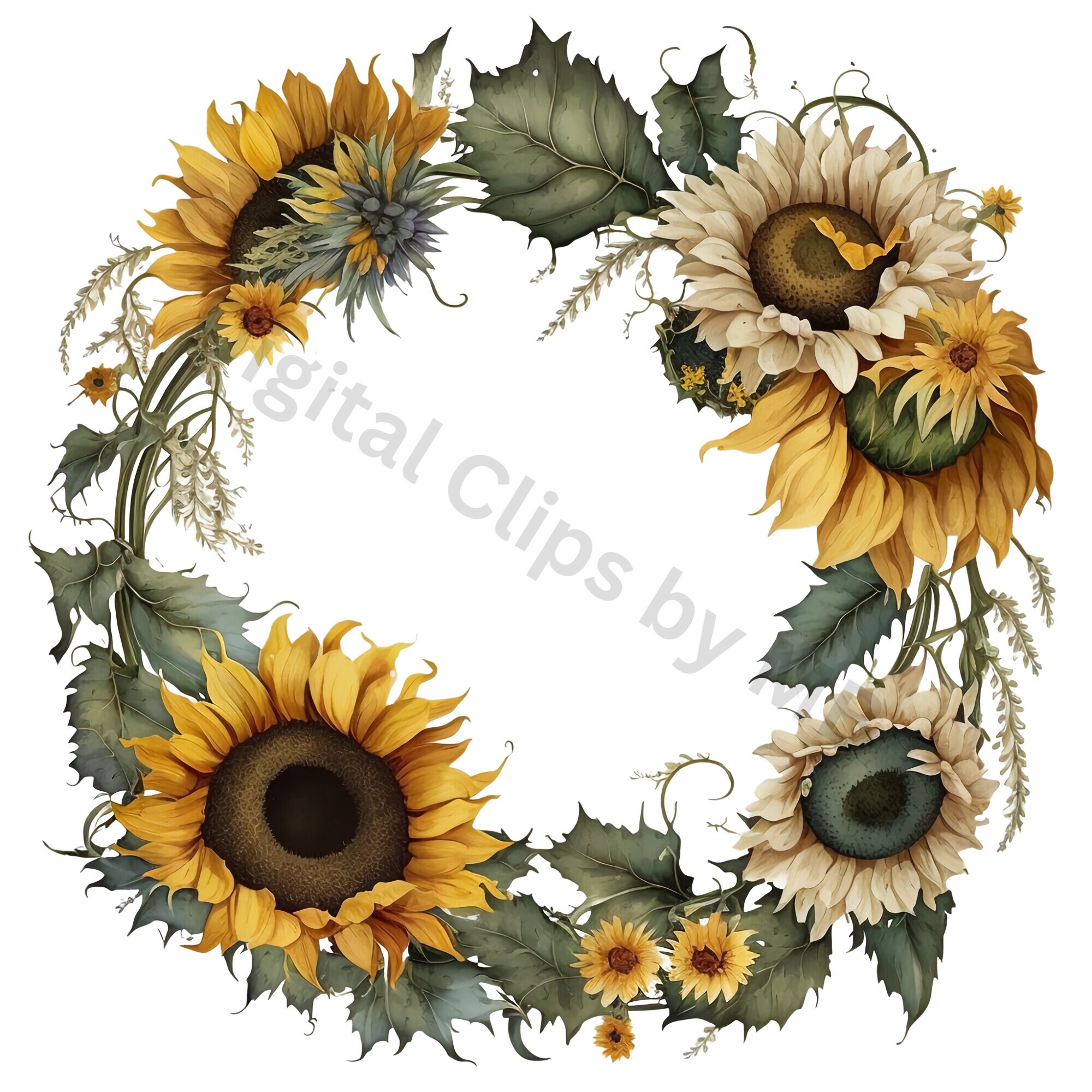 Sunflower Clipart Bundle Designer PNG Bundle Watercolor - Etsy