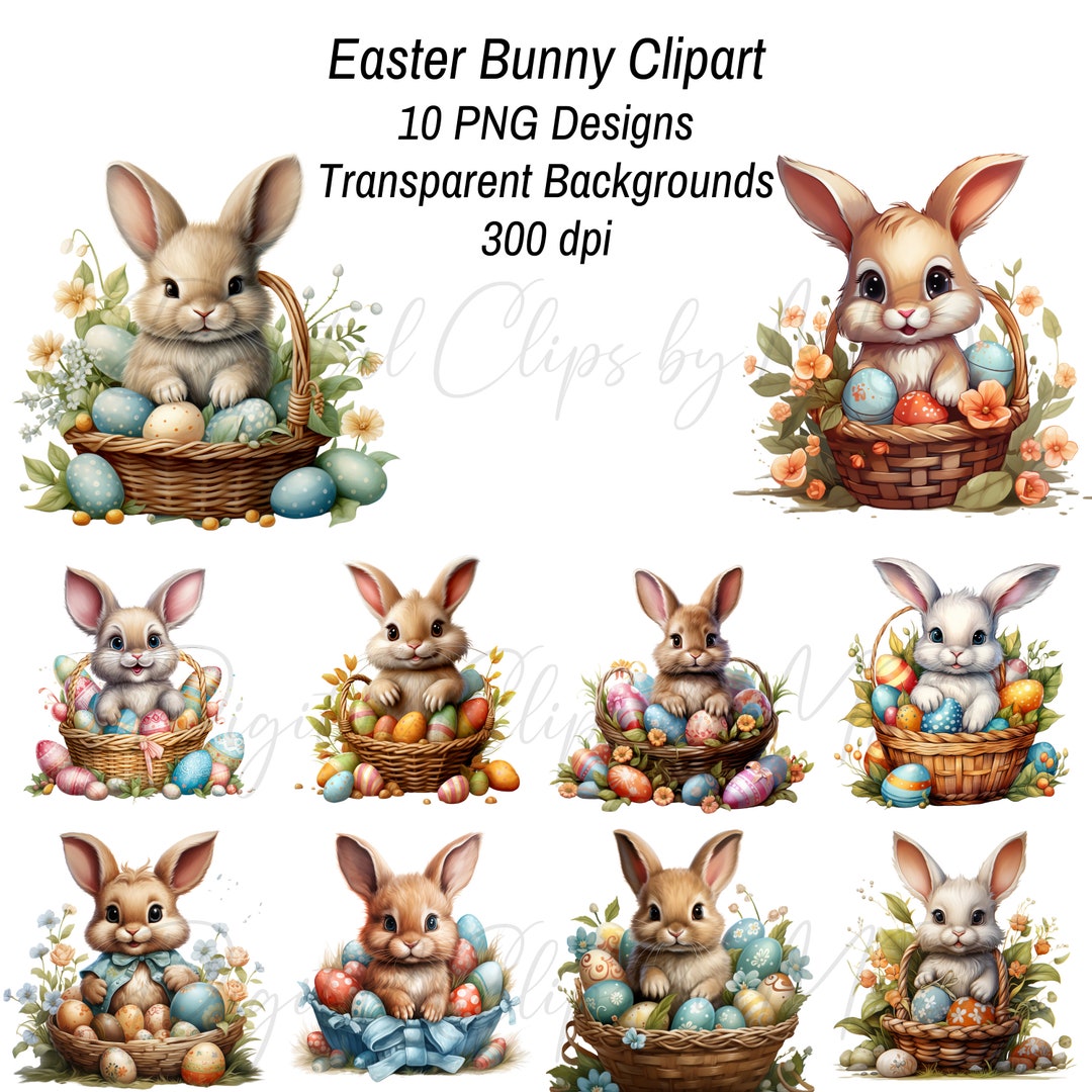 Easter Clipart, Easter Bunny Clipart, PNG for Printing, Childrens and ...