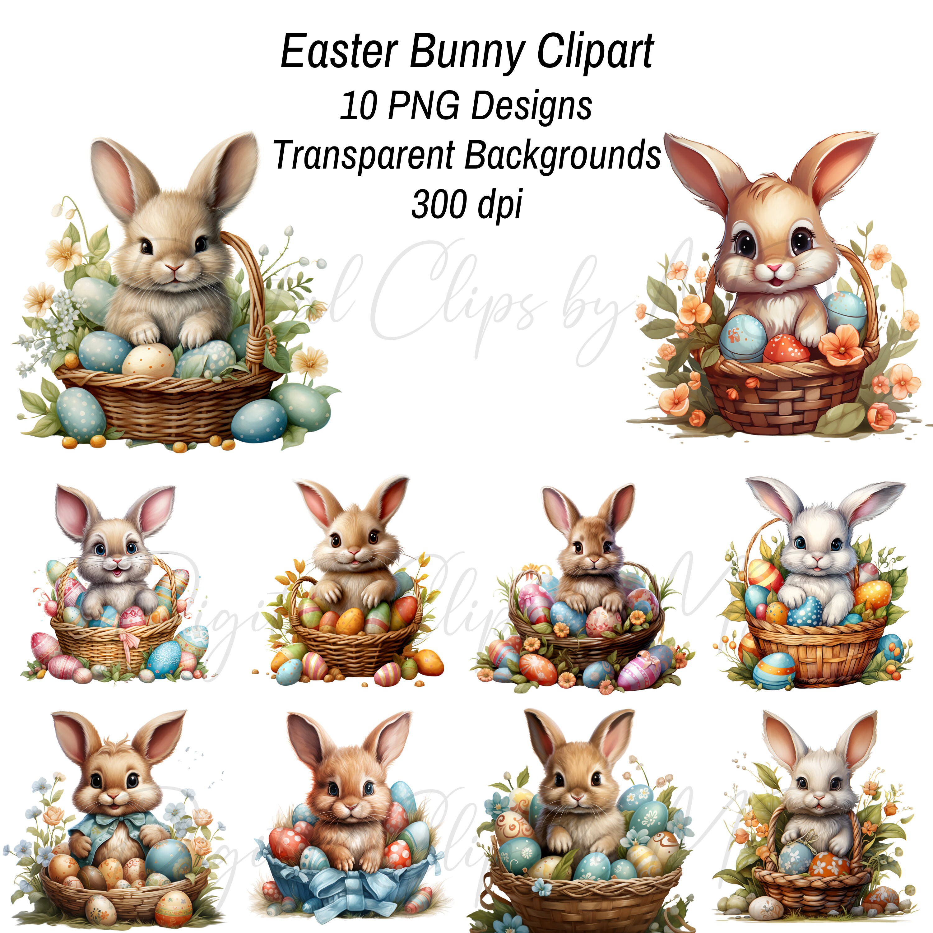 Easter Clipart, Easter Bunny Clipart, PNG for Printing, Childrens and ...
