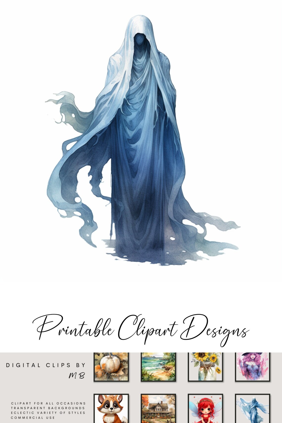 Halloween Ghosts Designer PNG Bundle, Halloween Ghost Clipart, PNG Design Downloadable ...