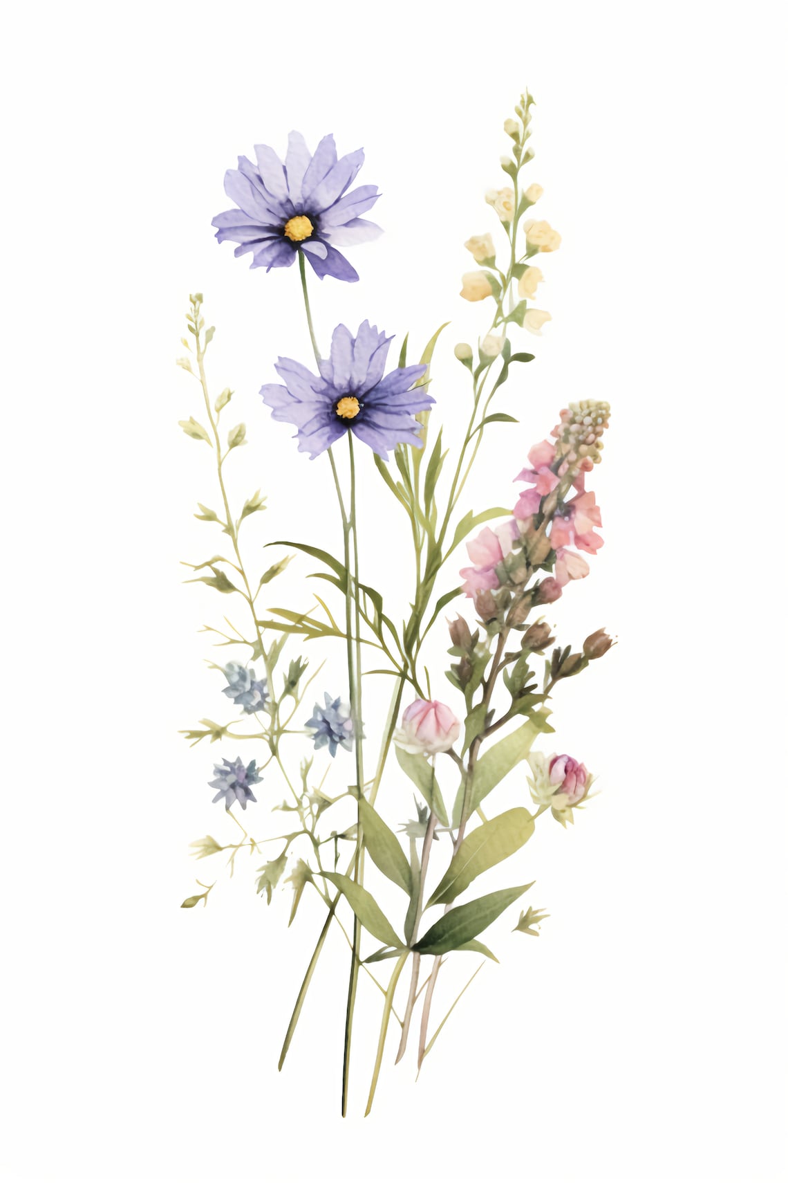 Wildflower Clipart, Watercolor Flowers, Designer PNG Bundle, Floral ...