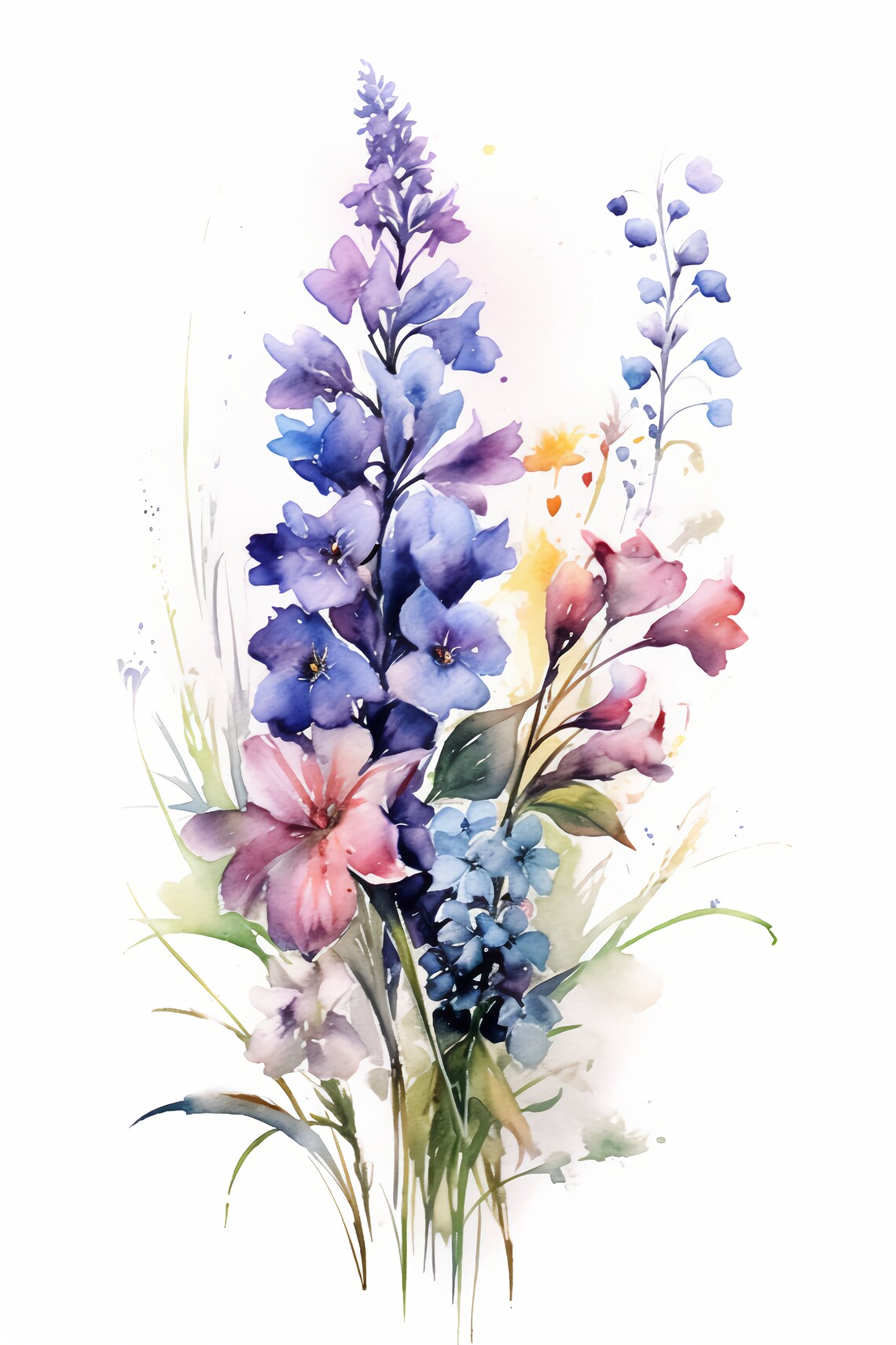 Wildflower Clipart, Watercolor Flowers, Designer PNG Bundle, Floral ...