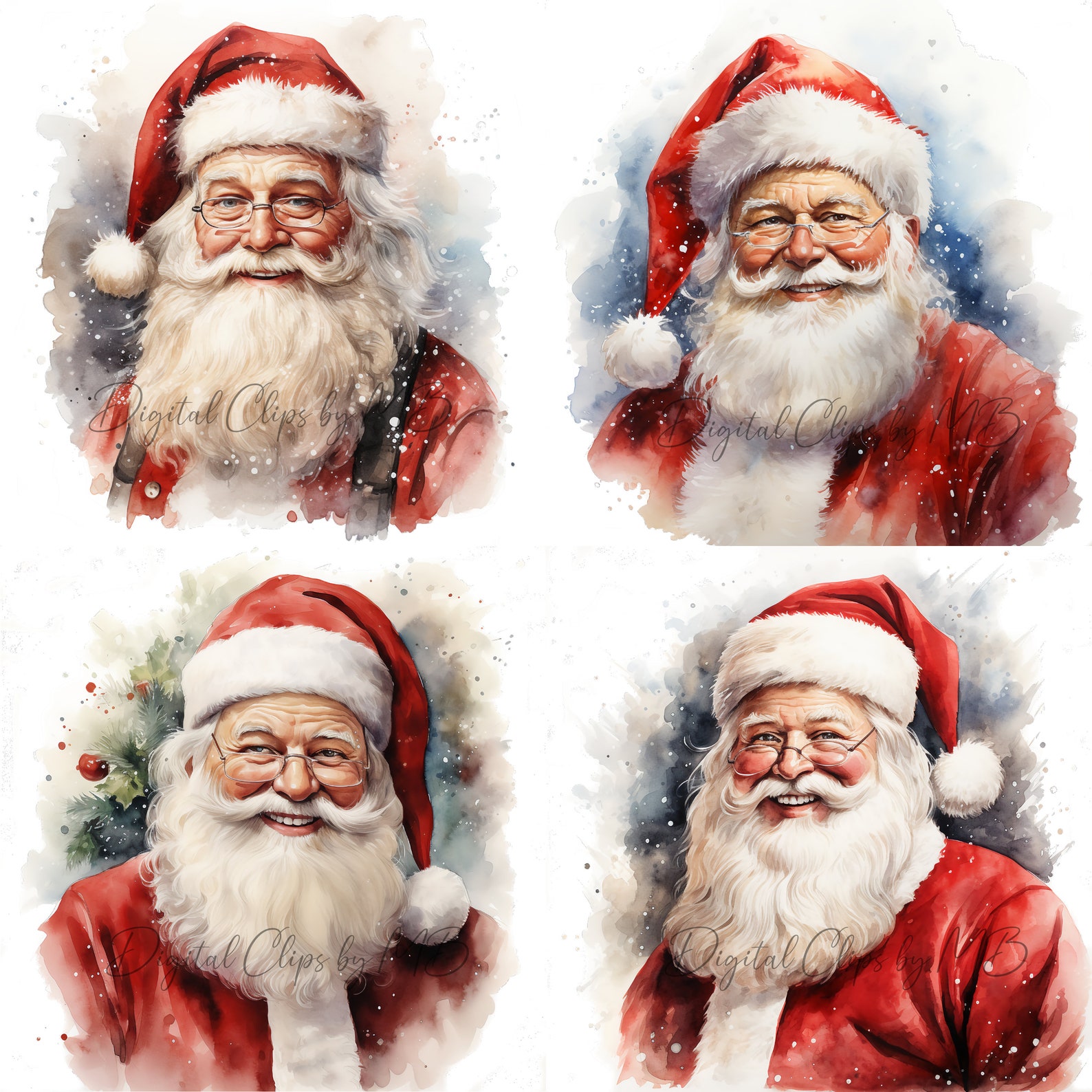 Santa PNG, Santa Claus PNG Clipart, Watercolor Christmas Clipart ...
