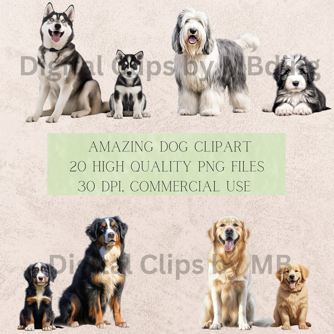 Dog Clipart, Designer PNG Bundle, Puppy Clipart Bundle, PNG Design ...