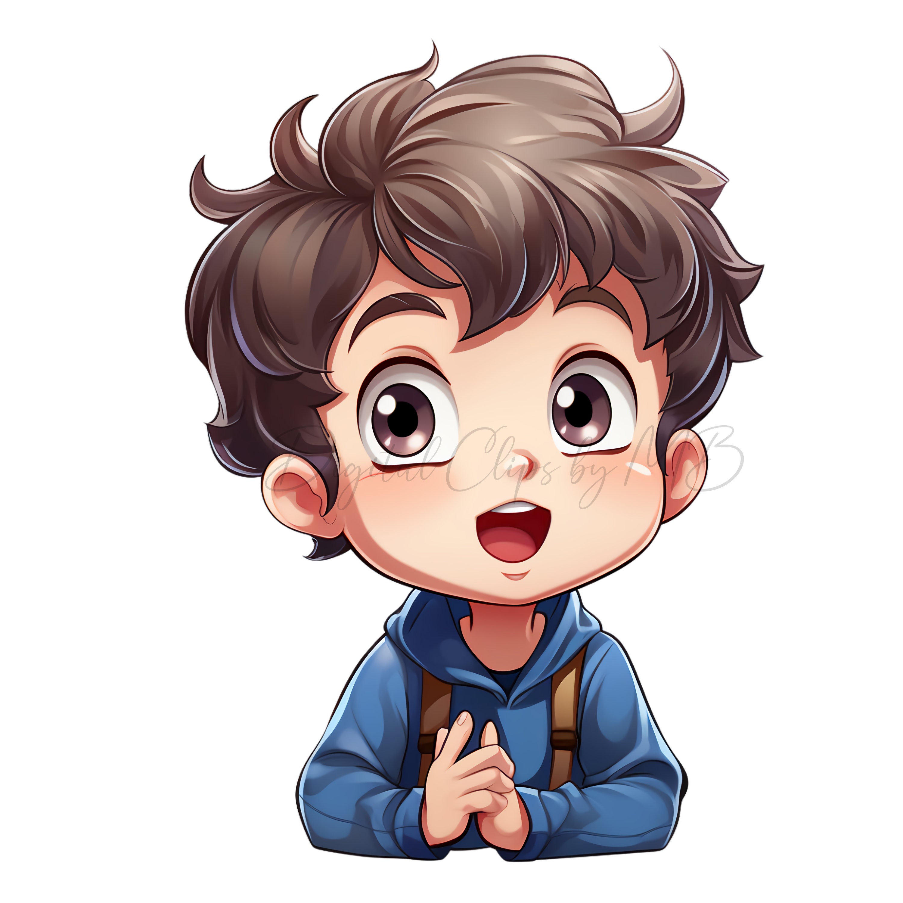 Chibi Clipart, Boy and Girl Clipart, Childrens Chibi PNG Illustrations ...