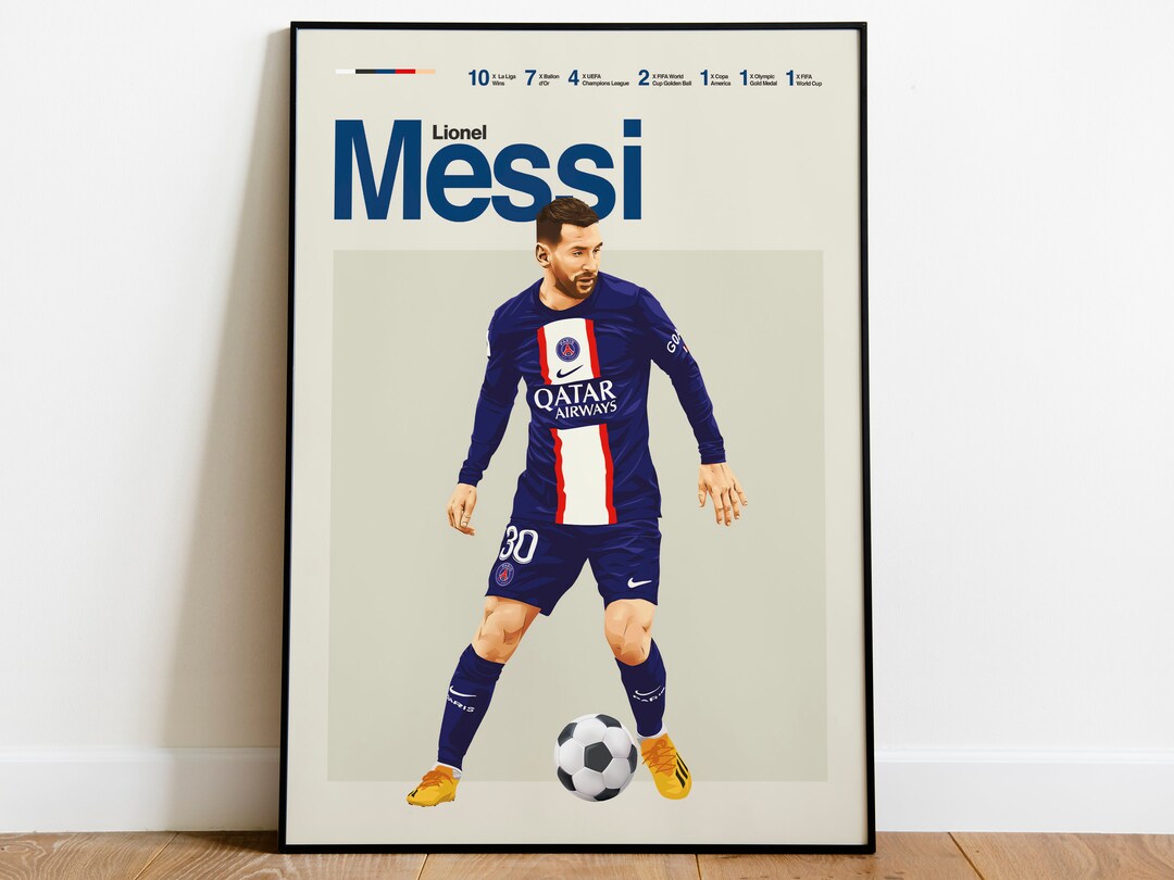 Lionel Messi Poster Paris Saint-germain Football Poster Mid - Etsy ...