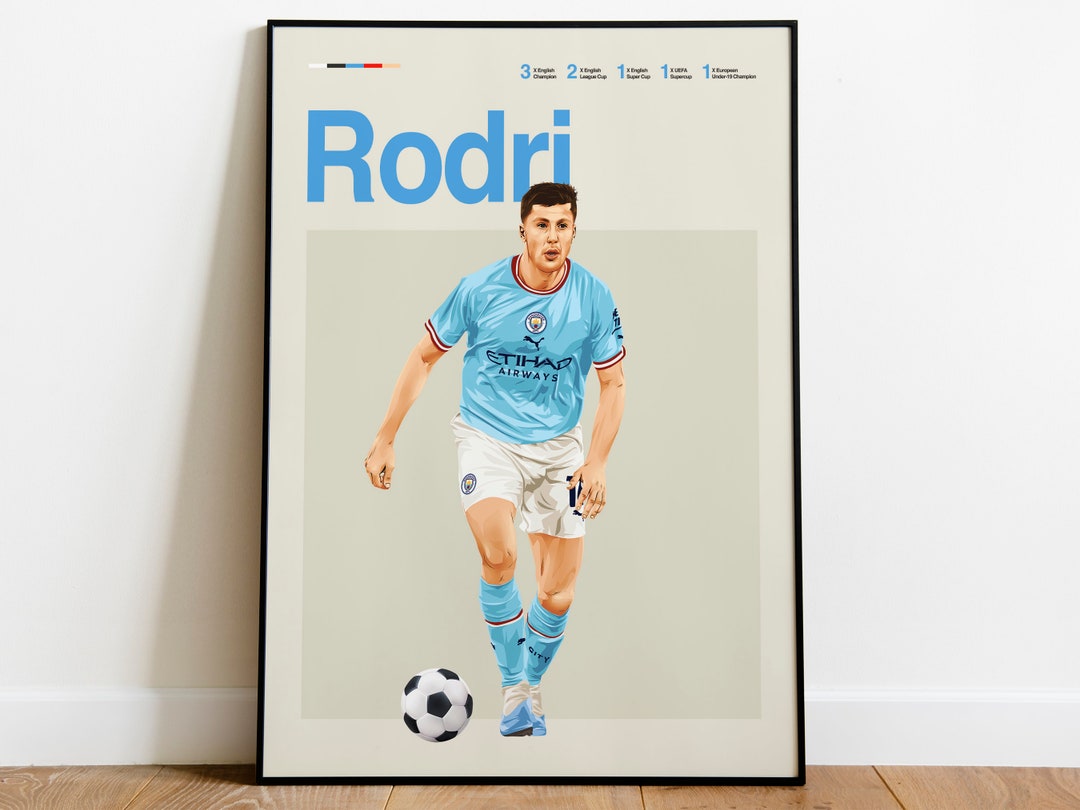Rodri Poster Manchester City Football Poster Mid Century - Etsy