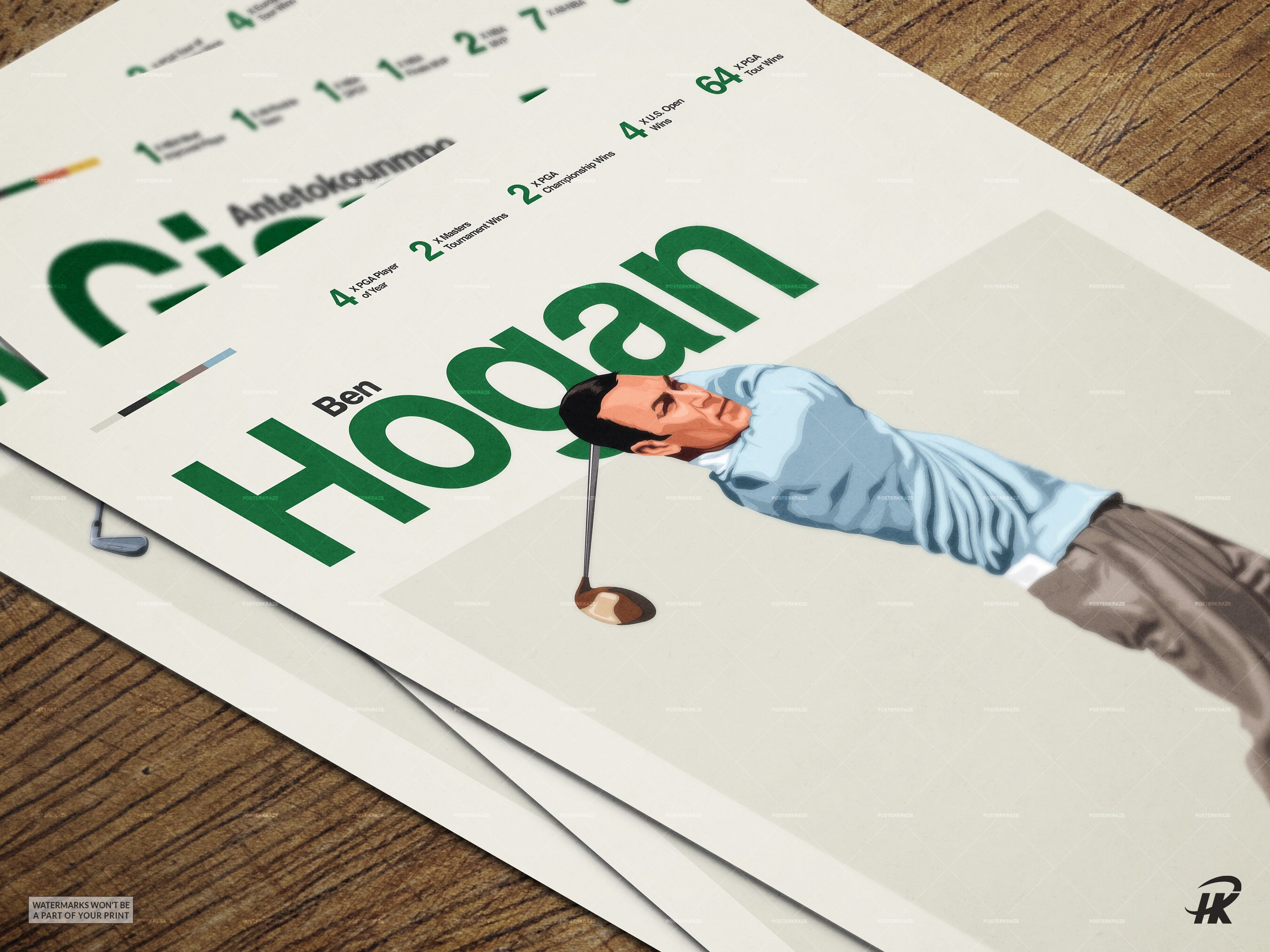 Ben Hogan Poster Golf Poster PGA Tour Mid Century Modern - Etsy UK