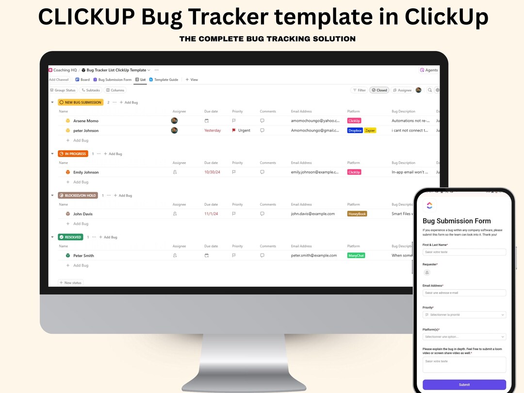 Clickup Bug Tracker Dashboard | Streamline Your Workflow , Resolve ...