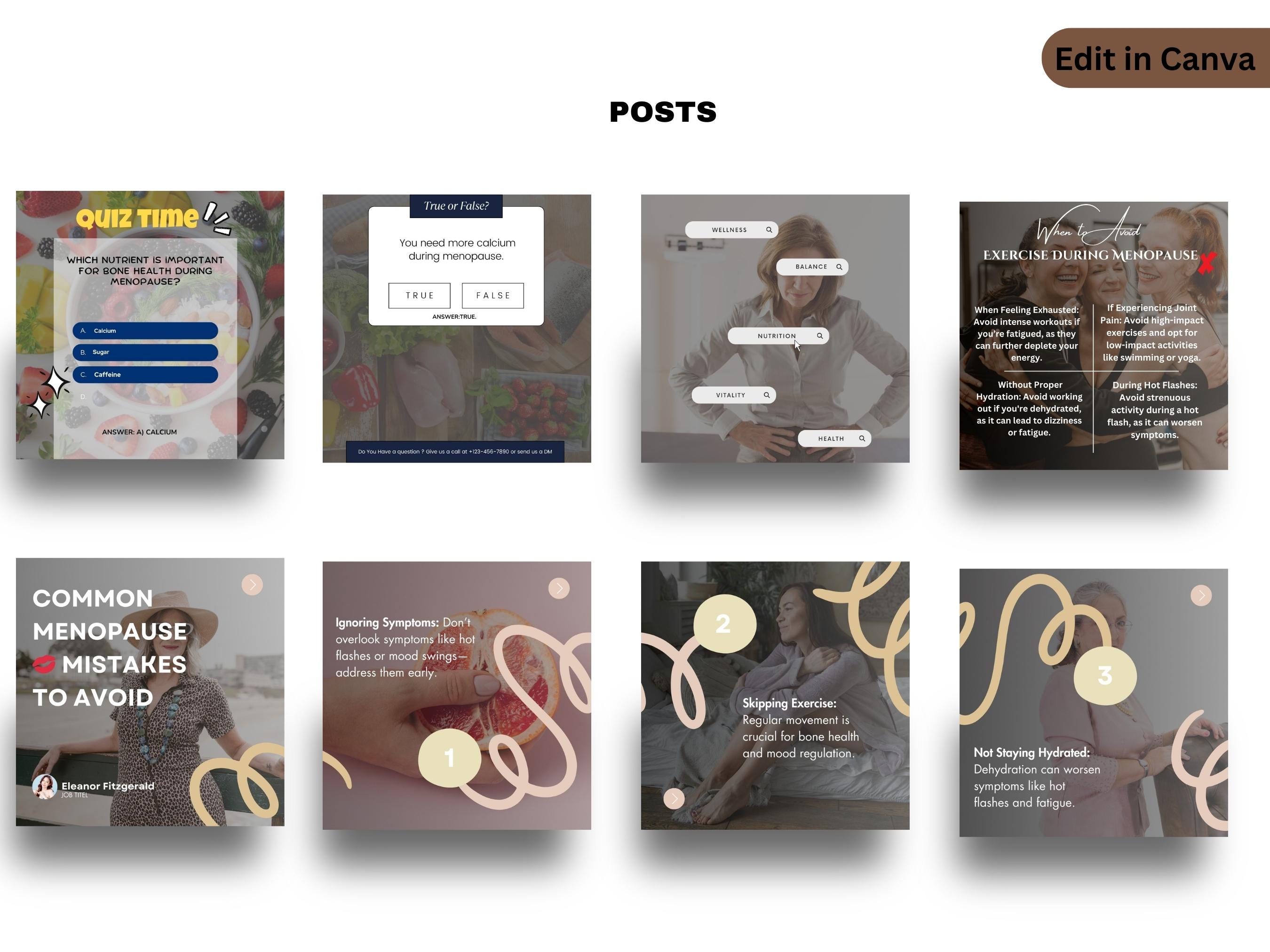 Menopause Instagram Template Hormone Social Media Post Health Coach ...