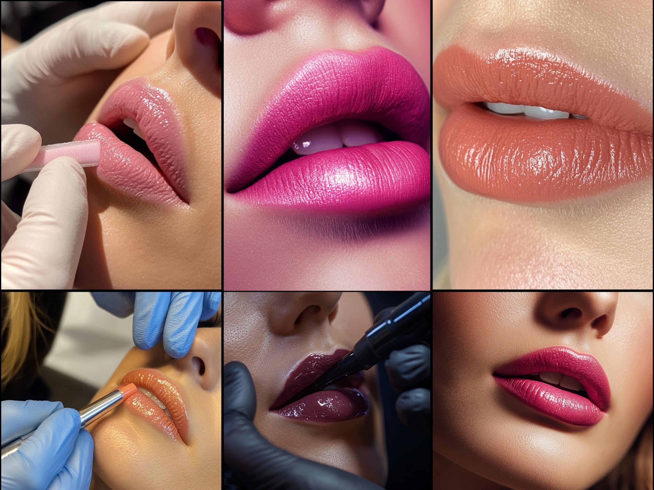 PMU Lip Blushing Model Stock Photos, Semi Permanent Makeup Stock Image ...