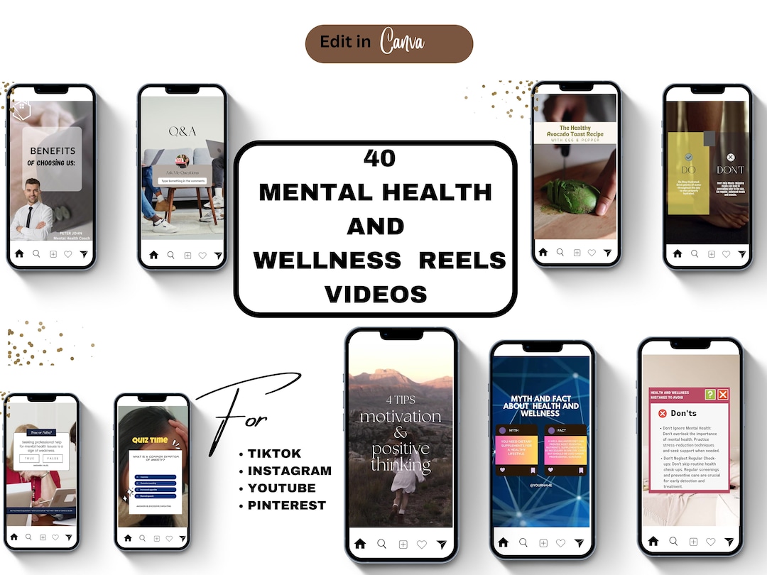 40 Reels Mental Health and Wellness Templates, Self-care, Wellness ...