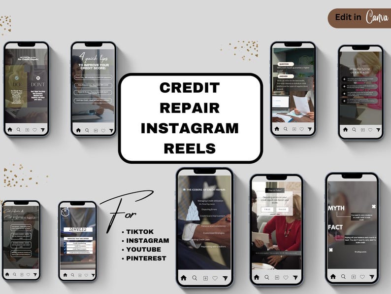 Credit Repair Instagram Reels Templates, Editable Canva Videos - Etsy