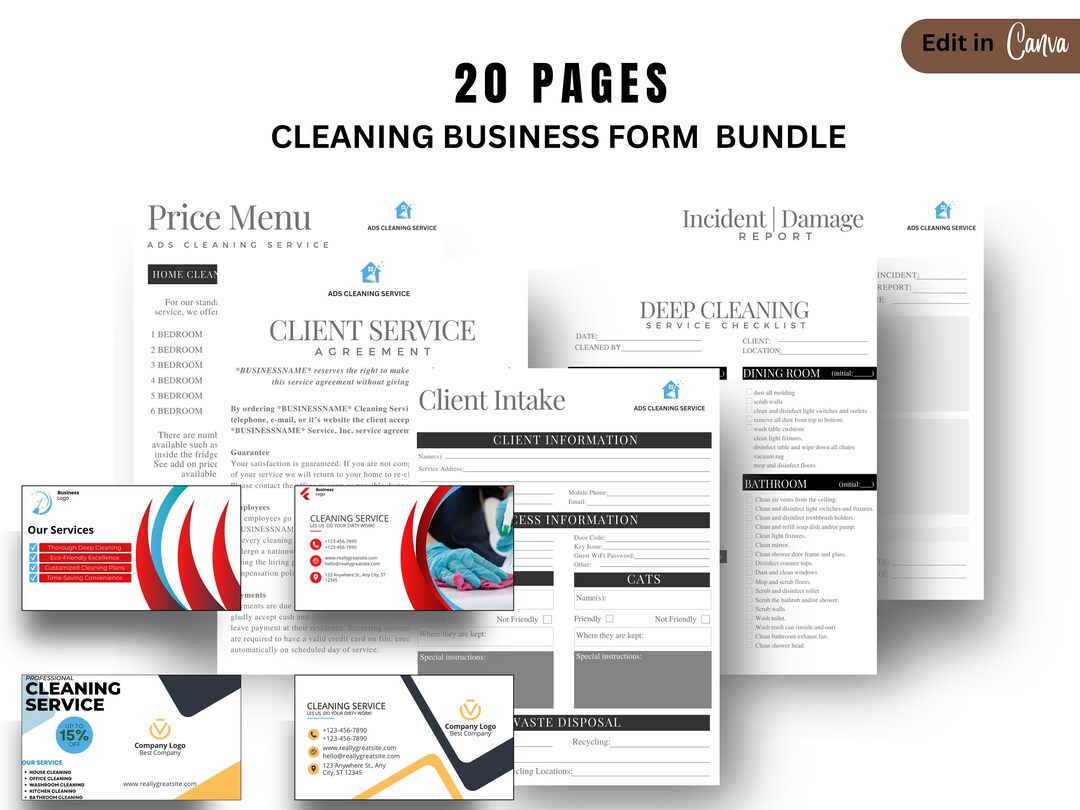 Editable Cleaning Service Bundle, Cleaner Business Templates ...