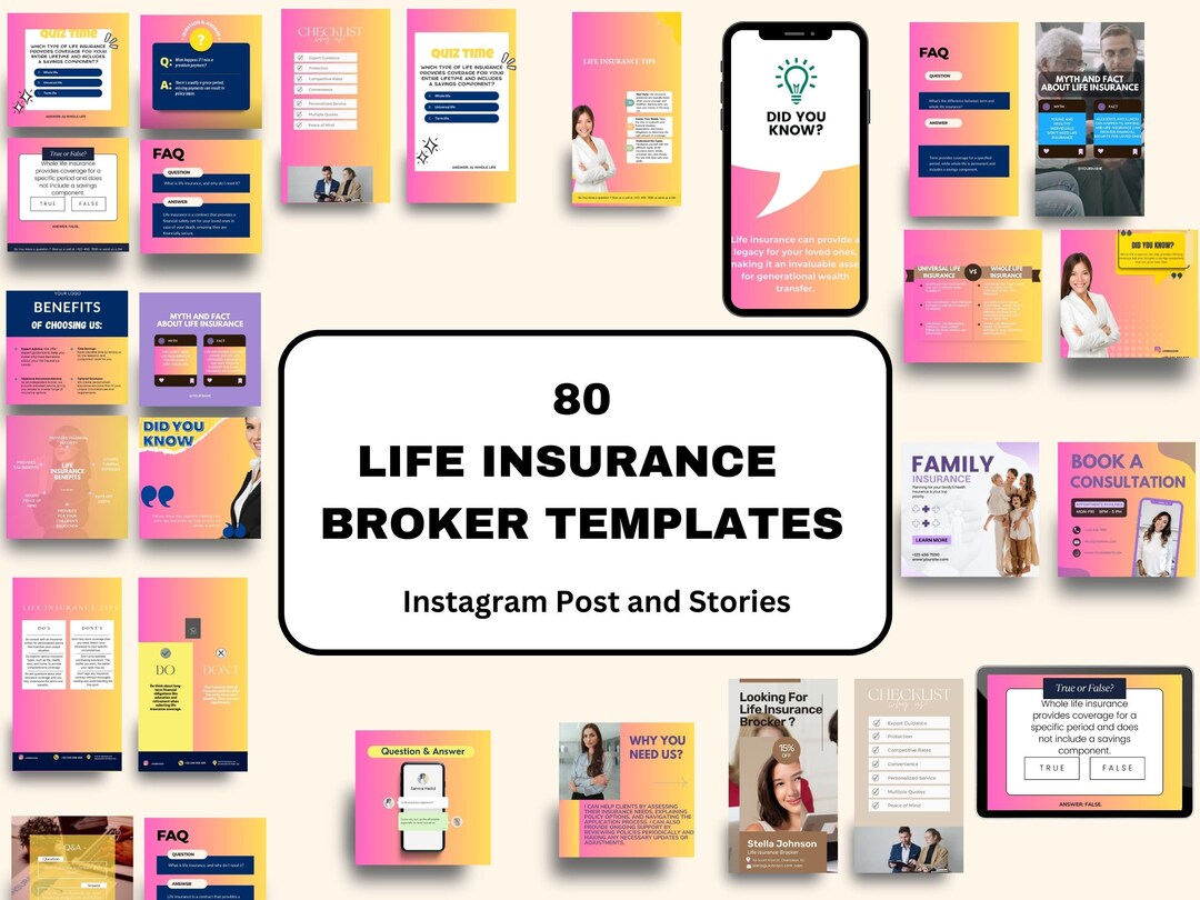 80 Life Insurance Template ,insurance Broker, Insurance Marketing, Life ...