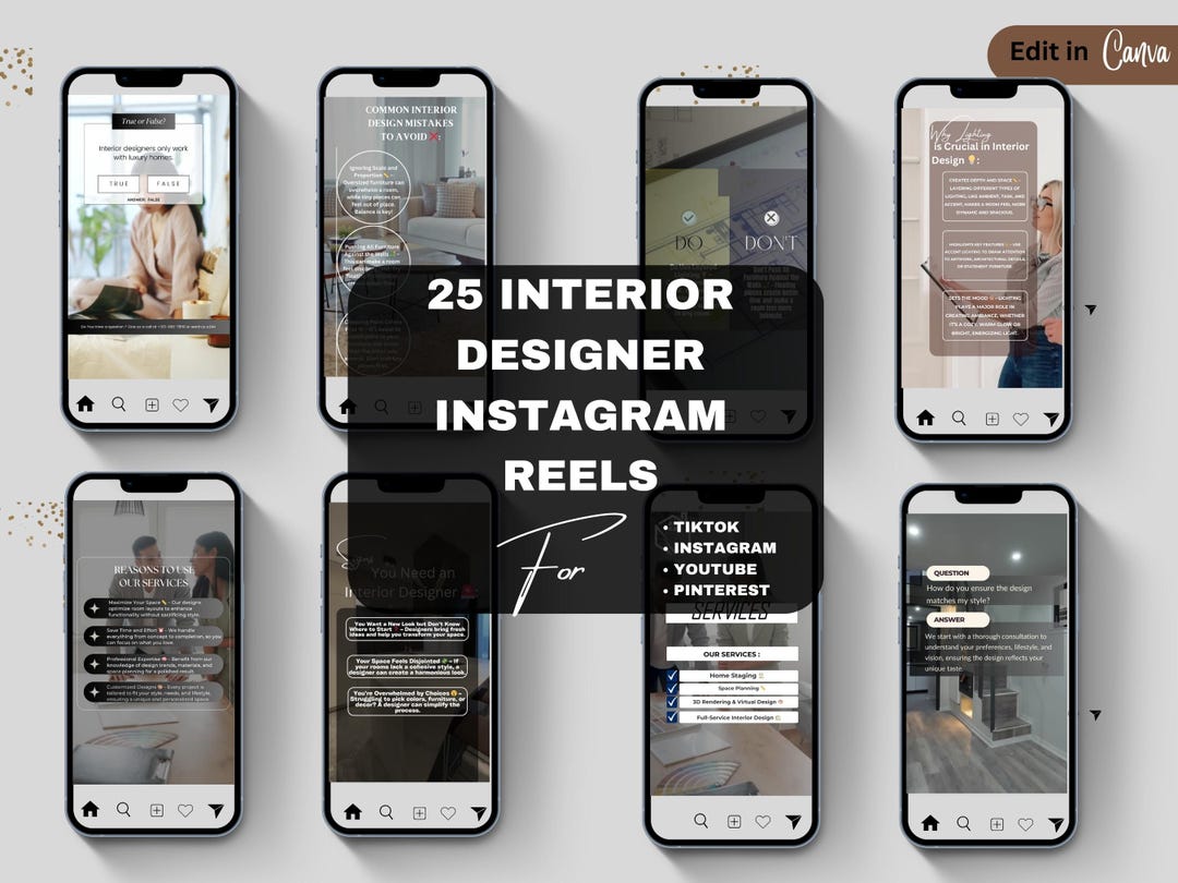 Interior Design Instagram Reels Template, Canva Editable - Etsy