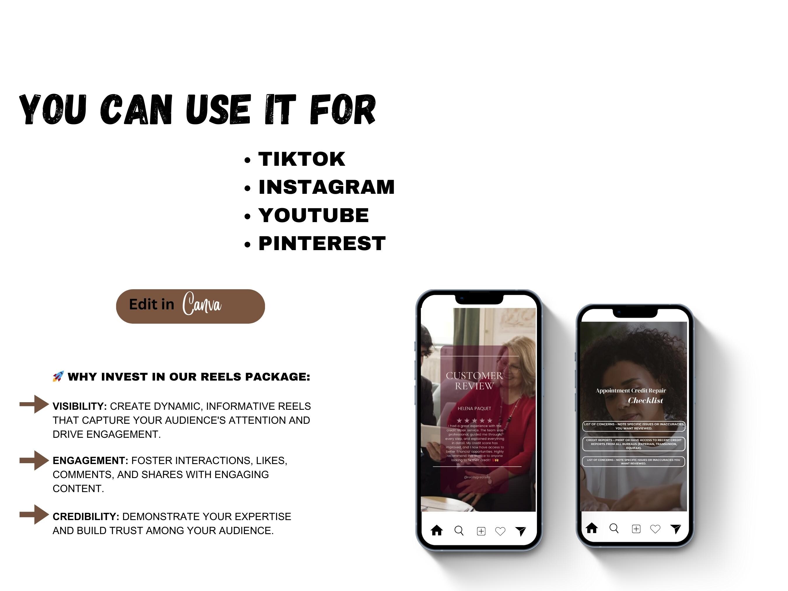 Credit Repair Instagram Reels Templates, Editable Canva Videos - Etsy