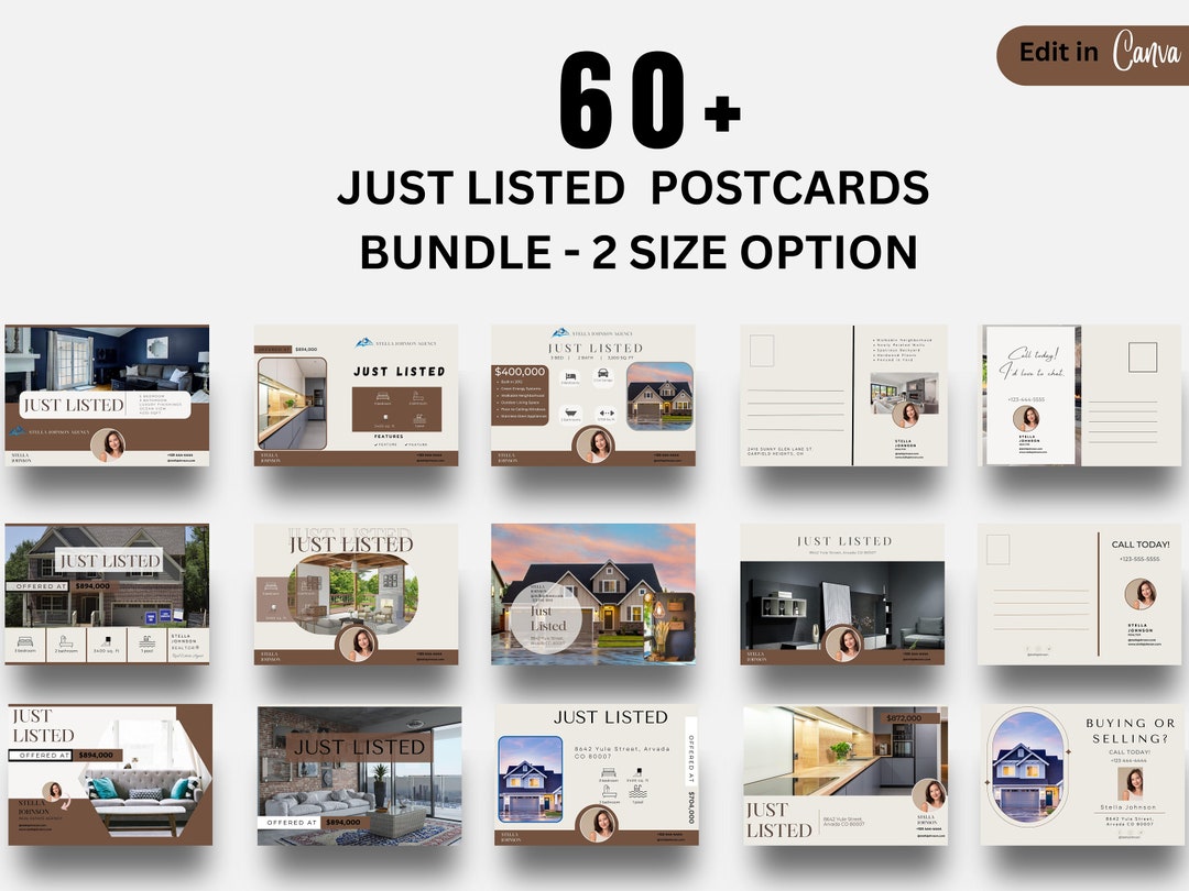 60 Just Listed Real Estate Postcards, Realtor Postcards, Neighbor ...