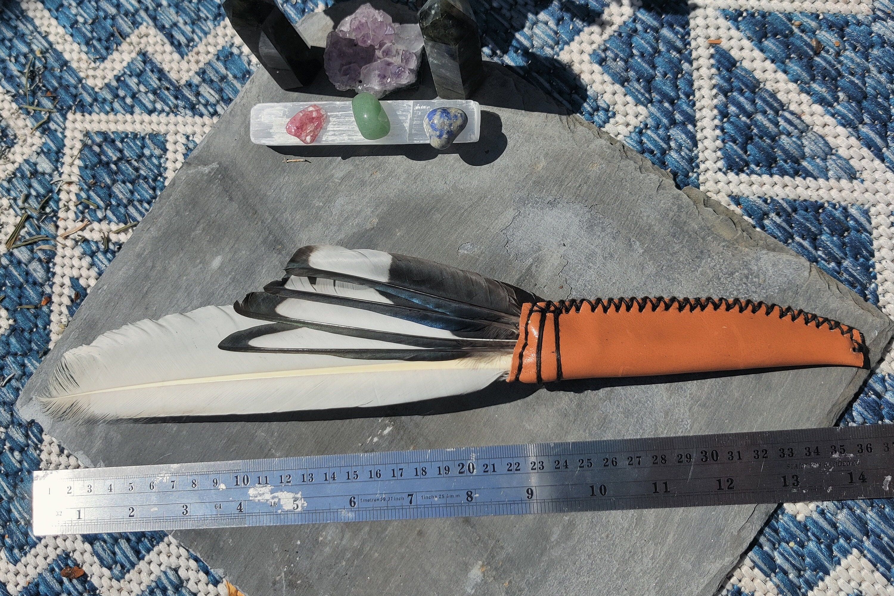 White Swan and Magpie Feather Fan for Ceremonial Smudging handmade ...