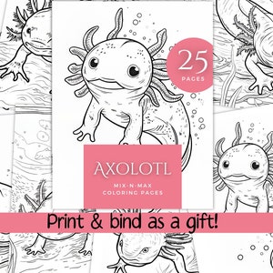 Printable Axolotl Coloring Book Pages/fresh Water Amphibian Coloring ...
