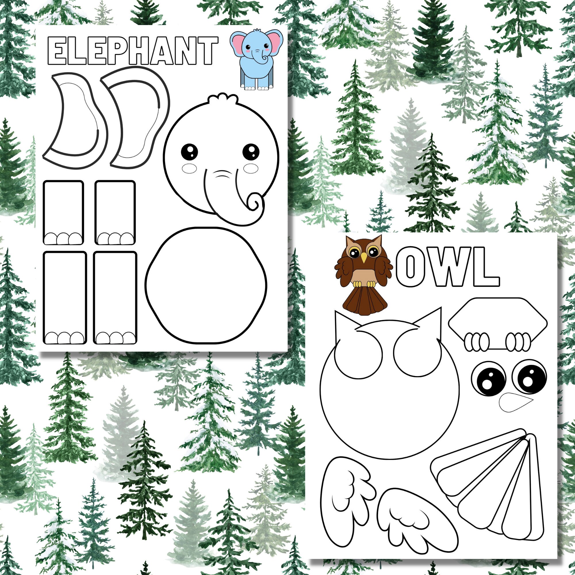 15 Printable Build-an-animal Kids Crafts-build A Cat-build an Elephant ...