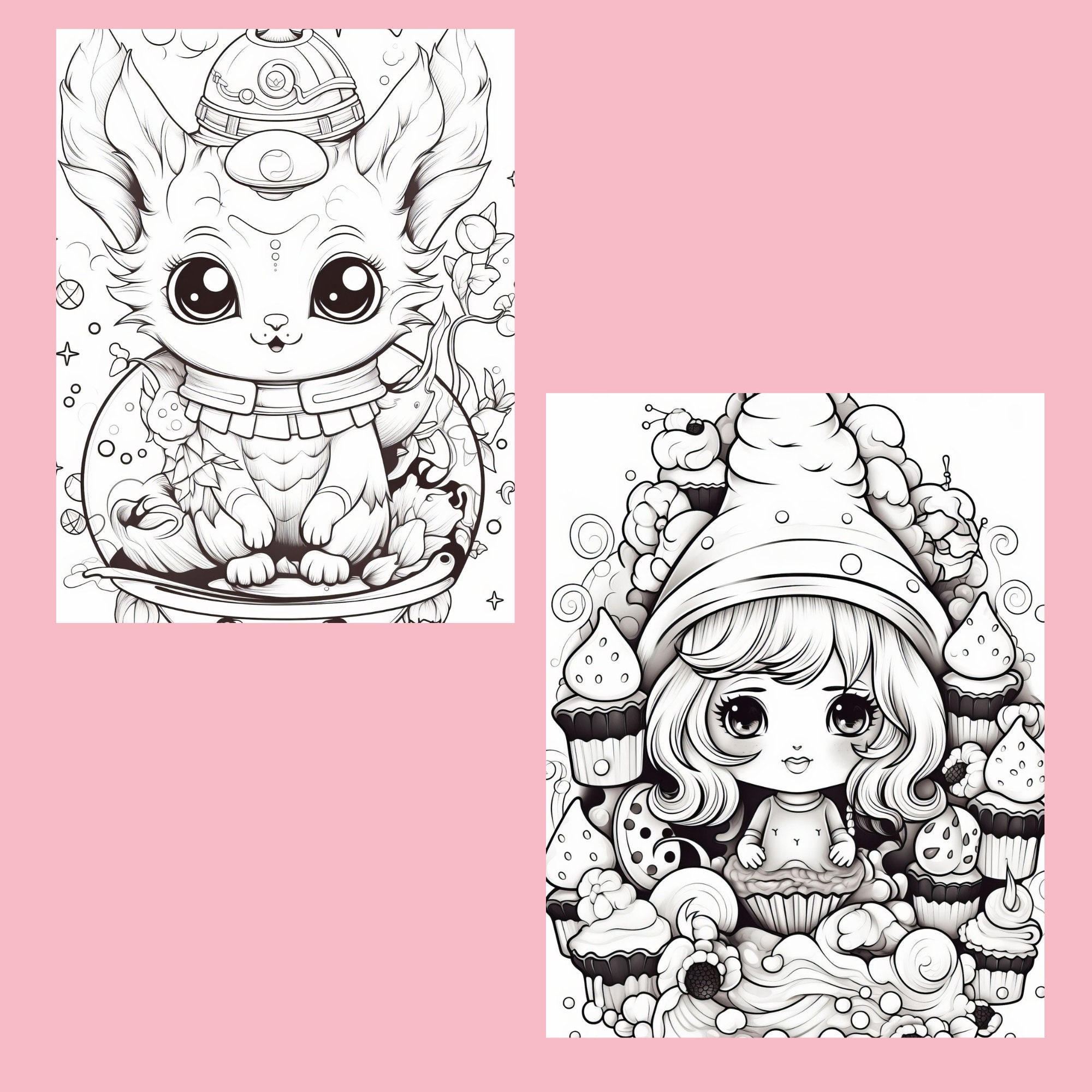 Printable Cute Kawaii Fantasy Coloring Pages/33 Adorable Coloring Pages ...