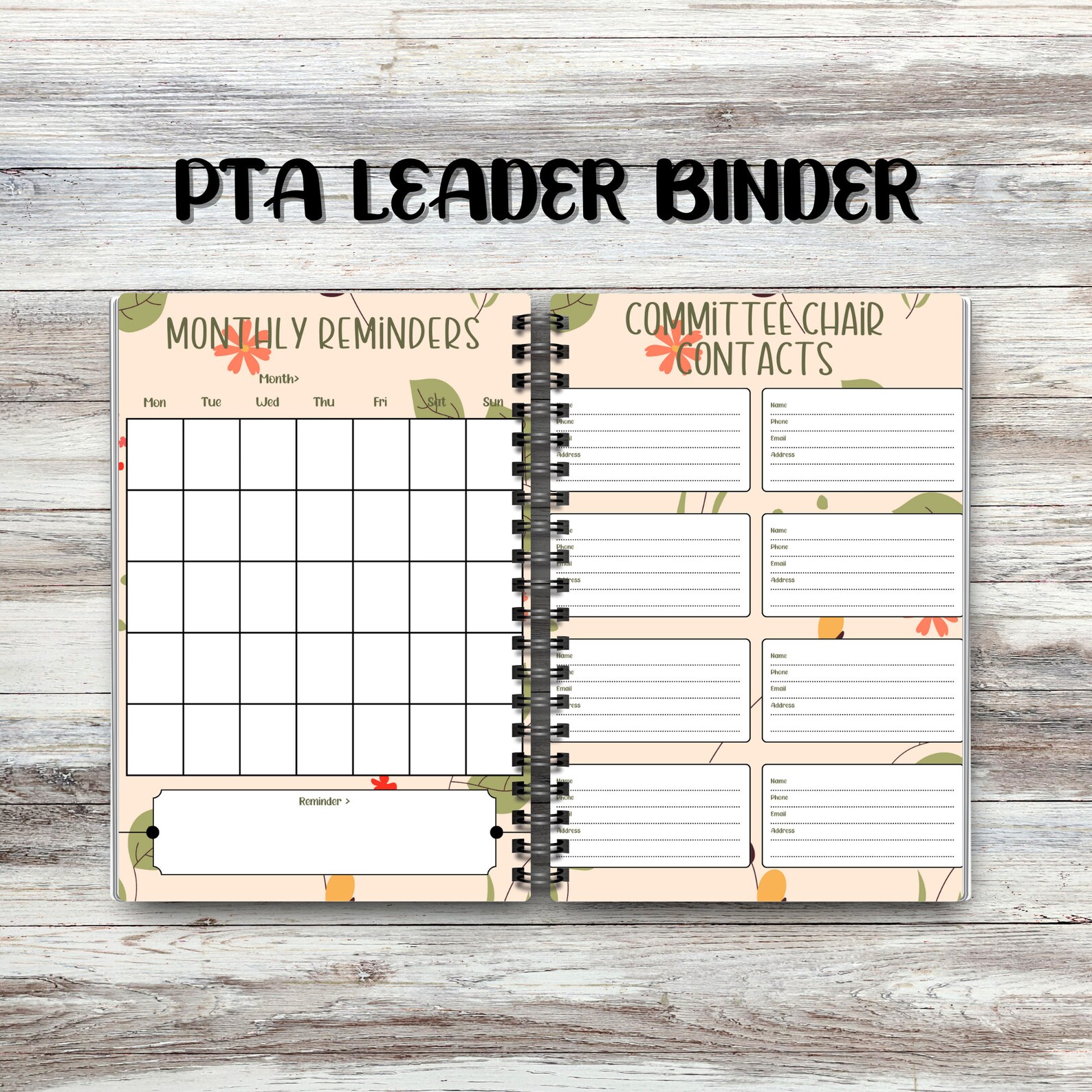 Editable Printable PTA Leader Planner/98-page Botanical Planner ...