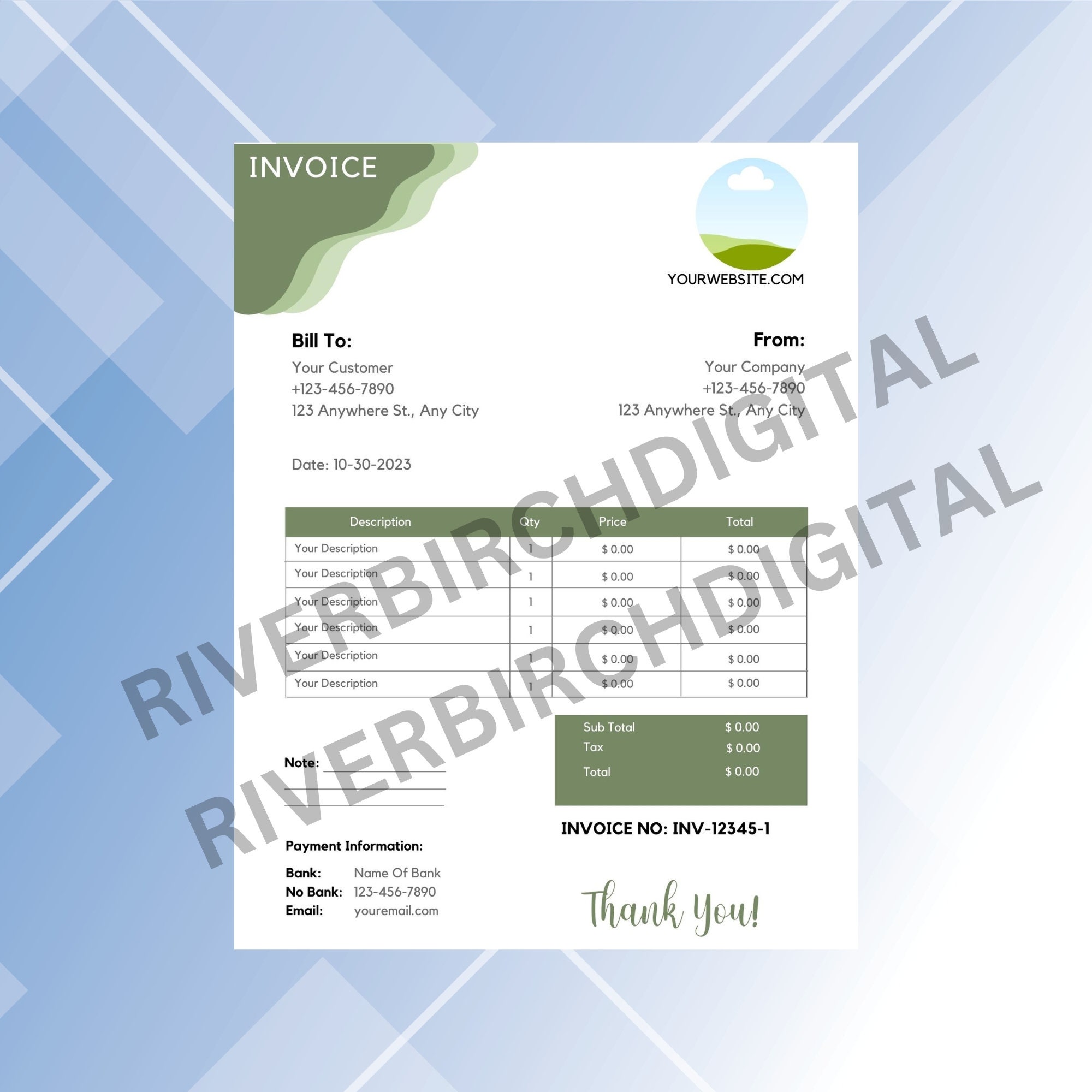 Editable Business Invoice Template/editable Canva Template/printable ...