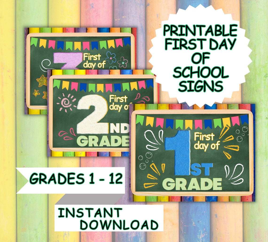 Printable First Day of School Signs/printable Pdf/instant Digital ...
